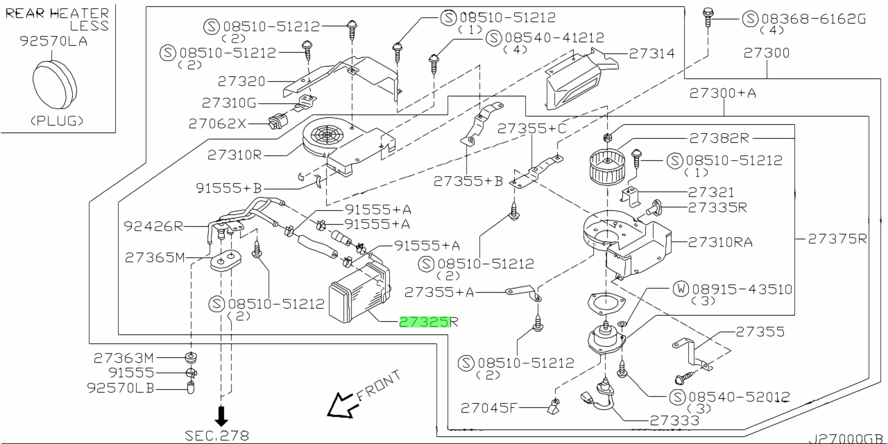 Купить Nissan 27325VB010 (27325-VB010) Core Assembly, Rear Heater. Цены ...