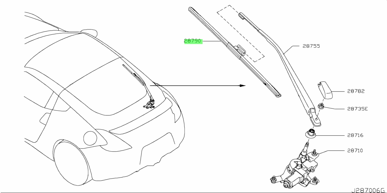 Buy Genuine Nissan 287901EK0A (28790-1EK0A) Blade Assembly, Back Window ...