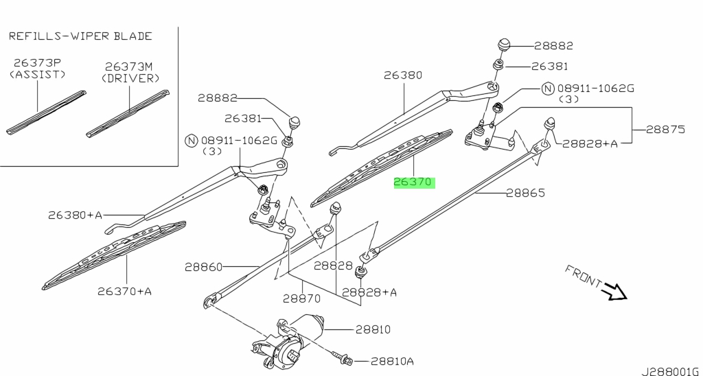 Buy Genuine Nissan 288903W400 (28890-3W400) Blade Assembly-Windshield ...