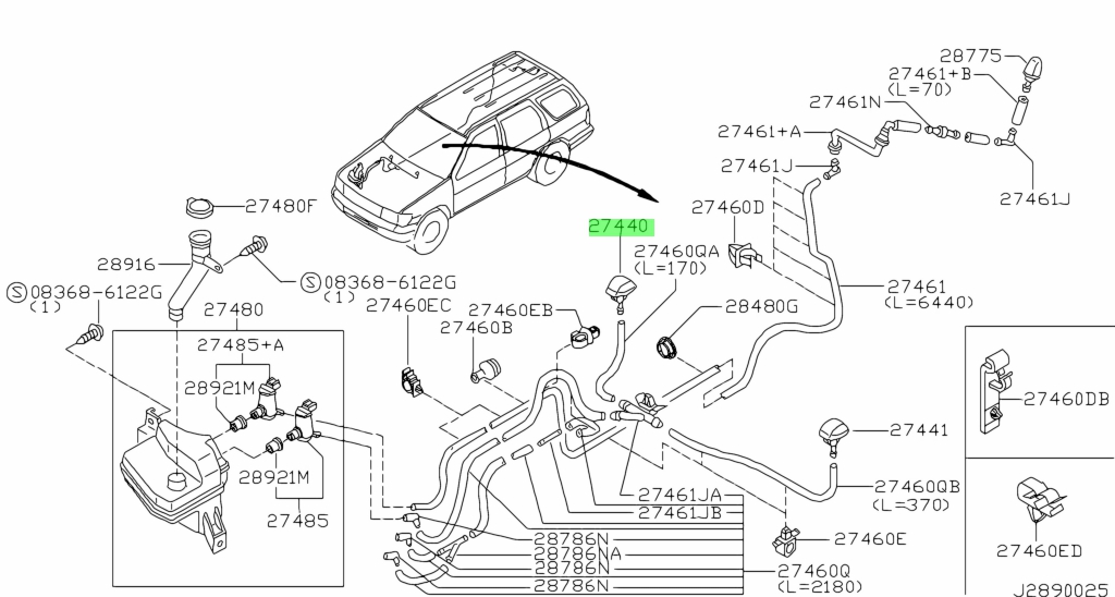 Buy Genuine Nissan 289303W400 (28930-3W400) Nozzle Assy-Washer,rh ...