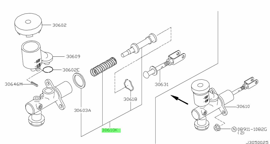 Buy Genuine Nissan 306115N325 (30611-5N325) Piston Kit, Clutch Master ...