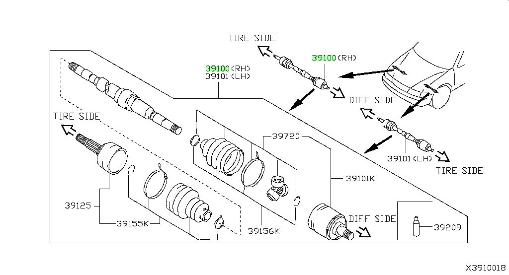 Buy Genuine Nissan 39100F420D (39100-F420D) Shaft Assembly-Front Drive ...