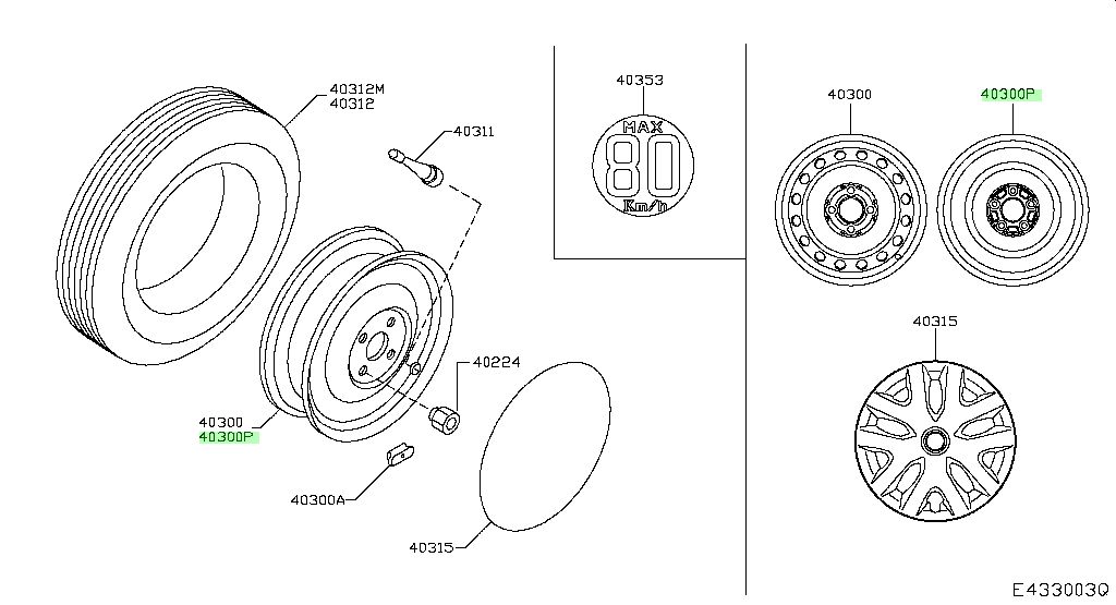 Buy Genuine Nissan 40300BA67A (40300-BA67A) Wheel Assembly-Spare Tire ...