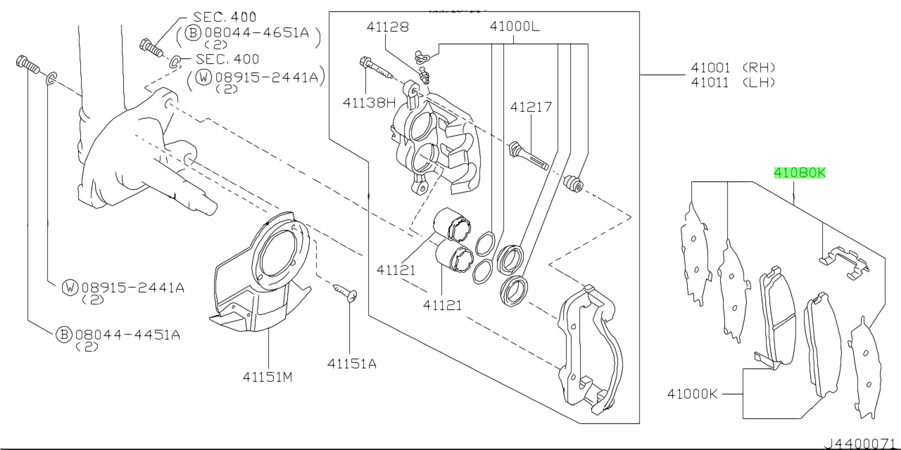 Купить Nissan 4108009G27 (41080-09G27) Колодка Тормозная. Цены, быстрая ...