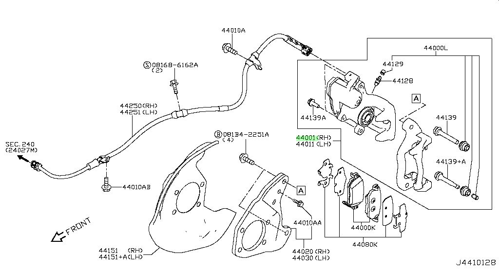 Buy Genuine Nissan 440014CA0B (44001-4CA0B) Caliper Assembly-Rear Rh,w ...