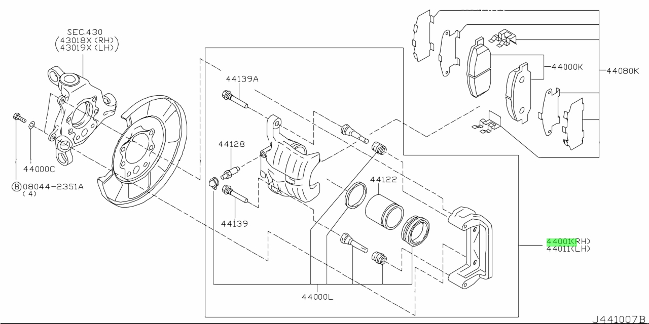 Buy Genuine Nissan 44001WL00A (44001-WL00A) Caliper Assembly, Rear Rh ...
