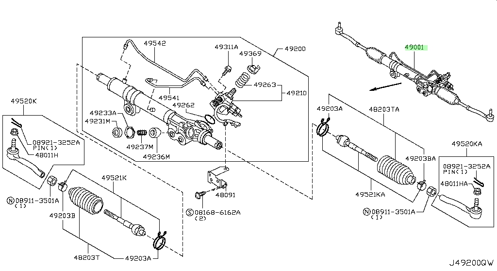 Buy Genuine Nissan 490011LB3B (49001-1LB3B) Gear & Linkage Assembly ...