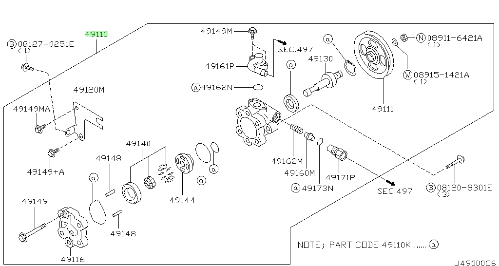 Buy Genuine Nissan 49110VK90A (49110-VK90A) Pump Assy-Power Steering ...