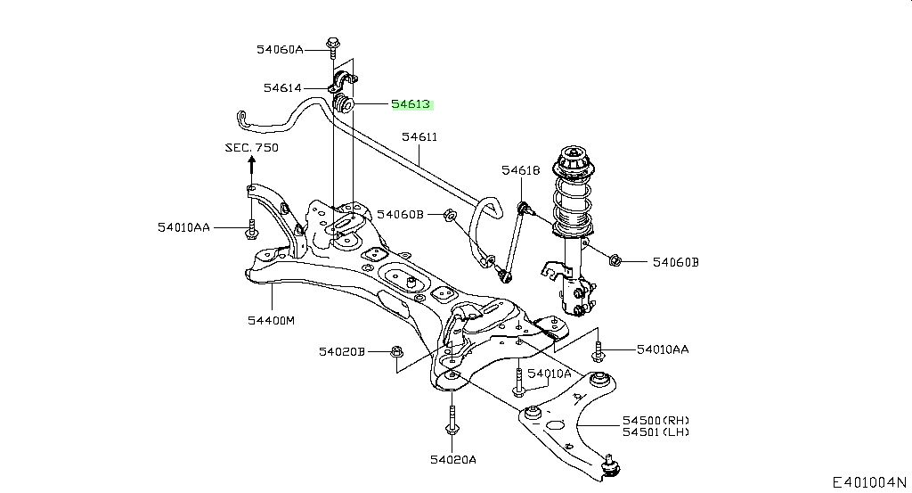 Buy Genuine Nissan 546133BA0A (54613-3BA0A) Bush-Stabilizer. Prices ...