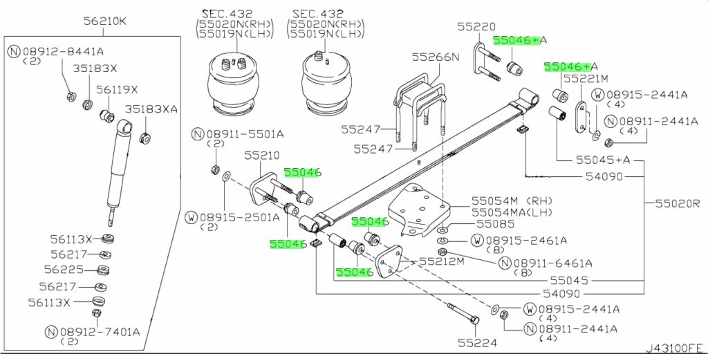 Buy Genuine Nissan 55046WK100 (55046-WK100) Bush, Rear Spring for ...