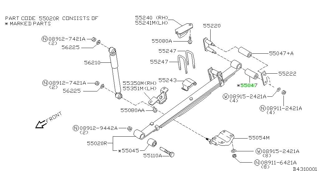 Buy Genuine Nissan 550476S300 (55047-6S300) Bush-Rear Spring. Photos ...