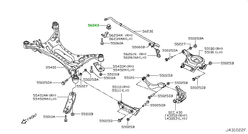 Buy Genuine Nissan 562433TA0A (56243-3TA0A) Bush-Rear Stabilizer ...