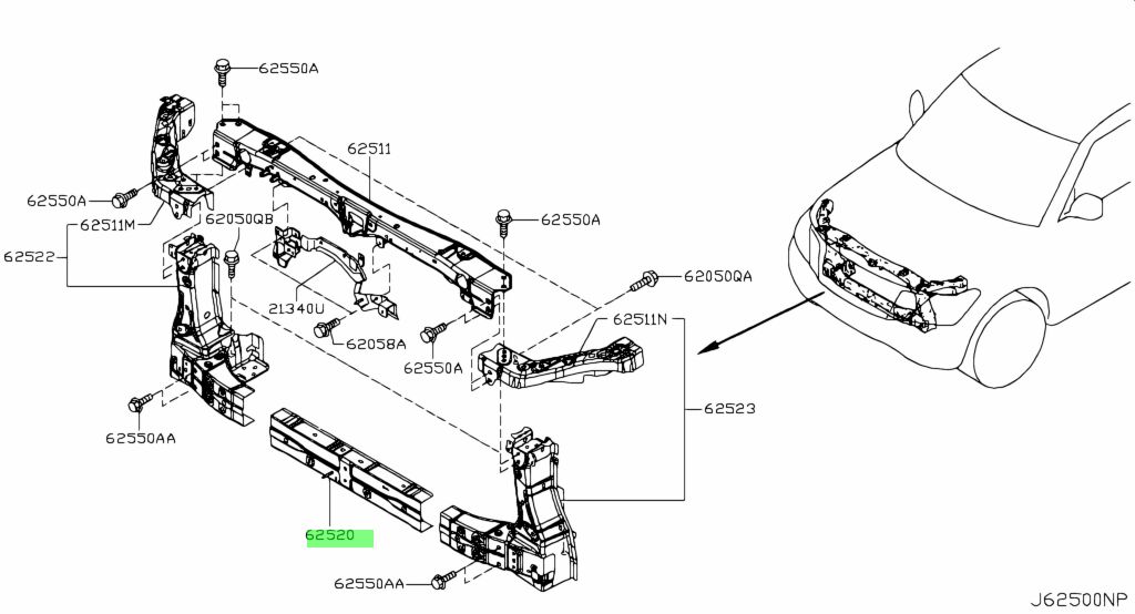 Buy Genuine Nissan 625205ZU5B (62520-5ZU5B) Support Assembly-Radiator ...