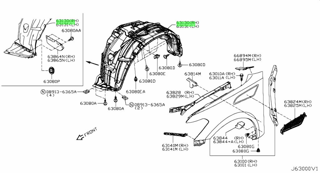 Buy Genuine Nissan 638401LA0A (63840-1LA0A) Protector-Front Fender,rh ...