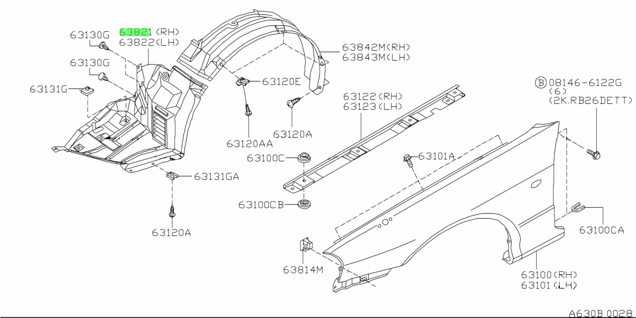 Buy Genuine Nissan 63844AA400 (63844-AA400) Protector, Front Fender ...