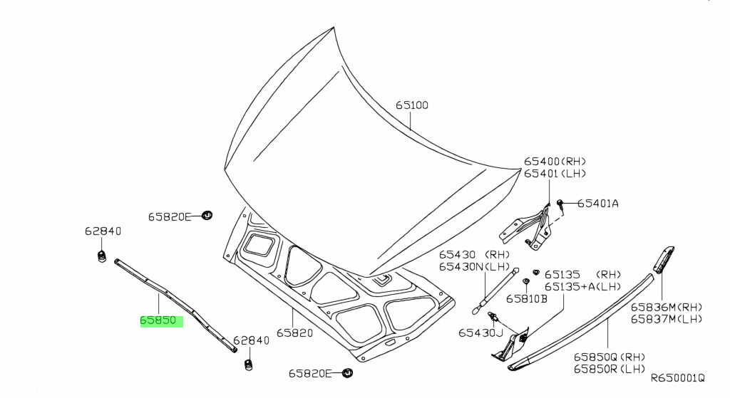 Buy Genuine Nissan 65810JA000 (65810-JA000) Seal-Hood. Prices, fast ...