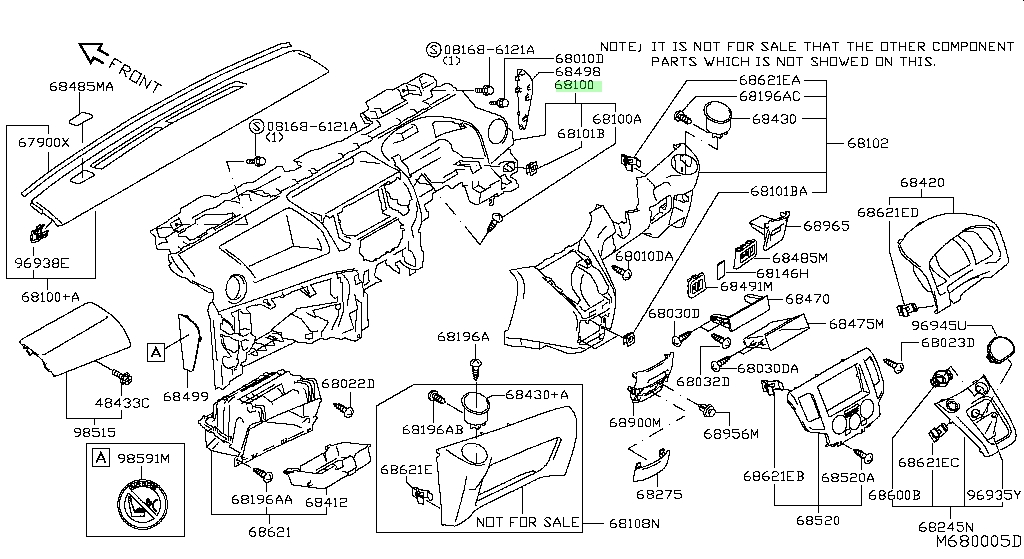 Buy Genuine Nissan 68100BY91B (68100-BY91B) Panel-Instrument. Photos ...
