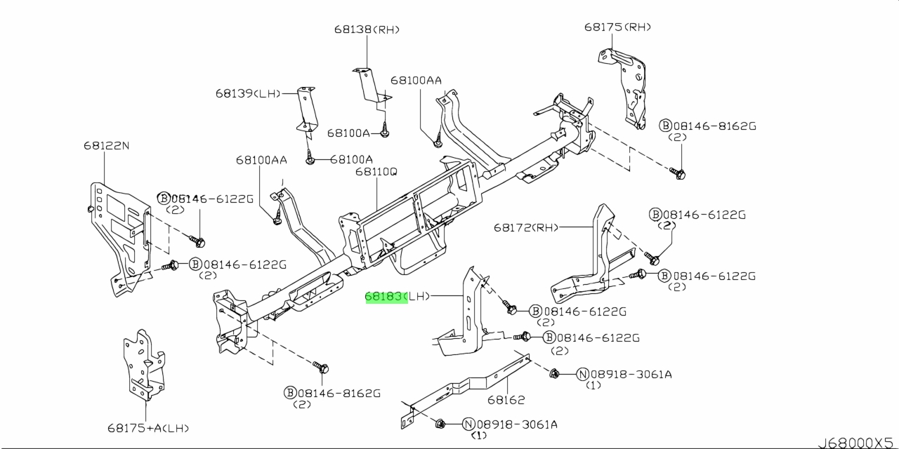 Купить Nissan 68183MA01A (68183-MA01A) Stay, Instrument Center. Цены ...