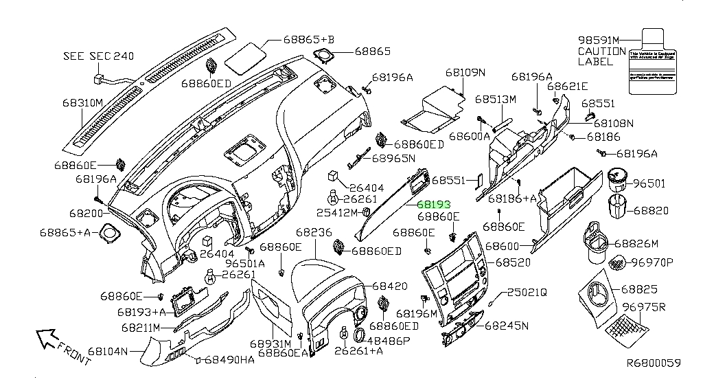 Buy Genuine Nissan 68220ZV51B (68220-ZV51B) Fastener-Instrument Panel ...