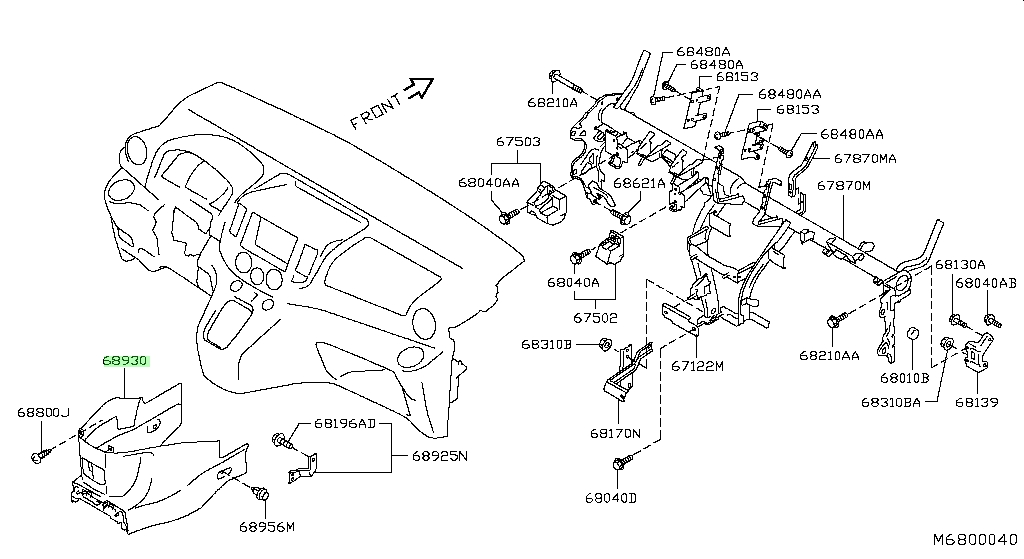 Buy Genuine Nissan 68930BJ06A (68930-BJ06A) Cover-Instrument Stay ...