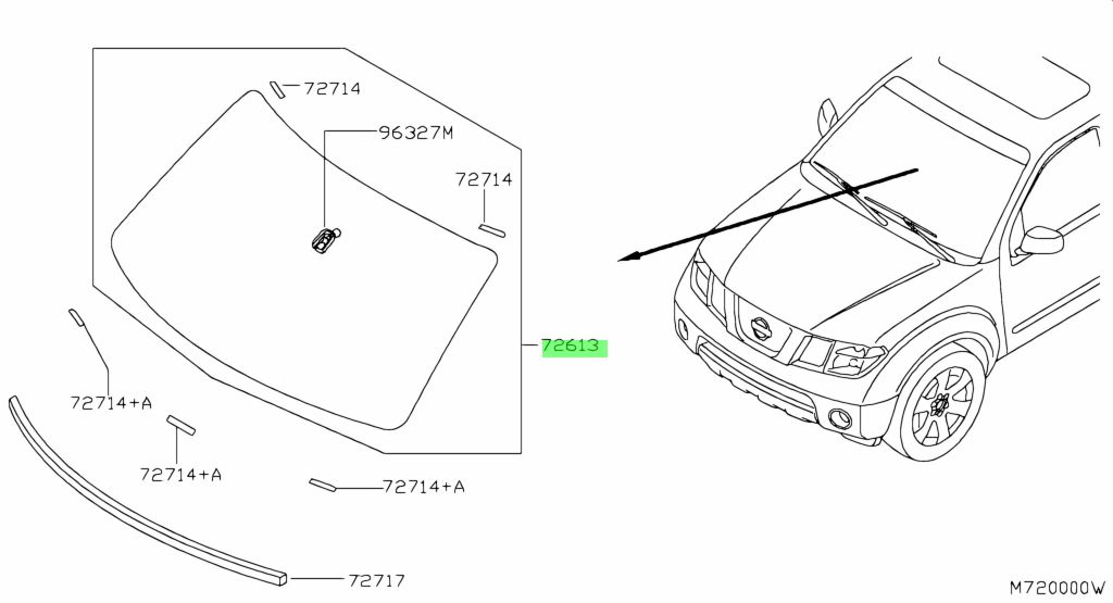 Buy Genuine Nissan 727005X00A (72700-5X00A) Glass-Windshield. Photos ...