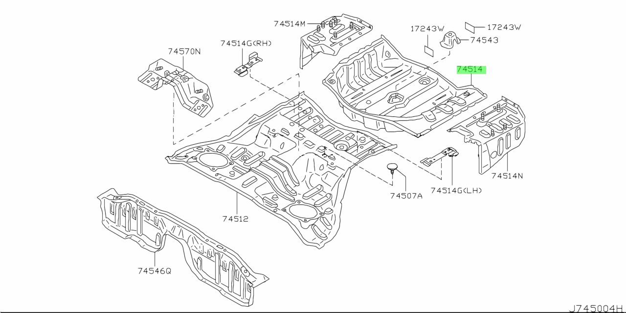 Купить Nissan 74514AL530 (74514-AL530) Floor, Rear Rear. Цены, быстрая ...