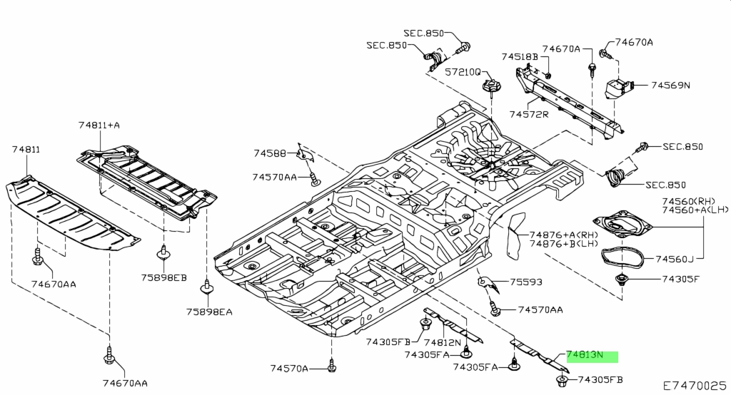 Buy Genuine Nissan 74815BR00A (74815-BR00A) Cover-Floor Under,lh ...