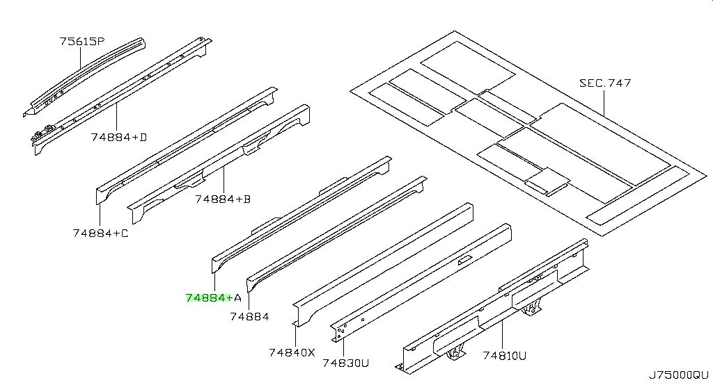 Buy Genuine Nissan 74850WY110 (74850-WY110) Bolster-Rear Floor. Prices ...