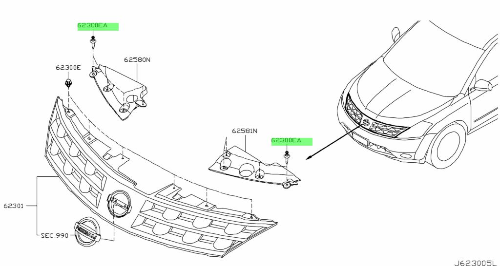 Купить Nissan 7688291P00 (76882-91P00) Клипса. Цены, быстрая доставка ...