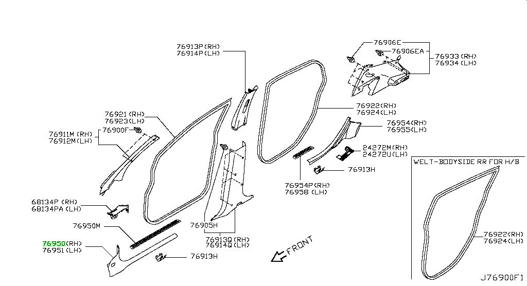 Buy Genuine Nissan 769B4EF80A (769B4-EF80A) Plate-Kicking,front Rh ...