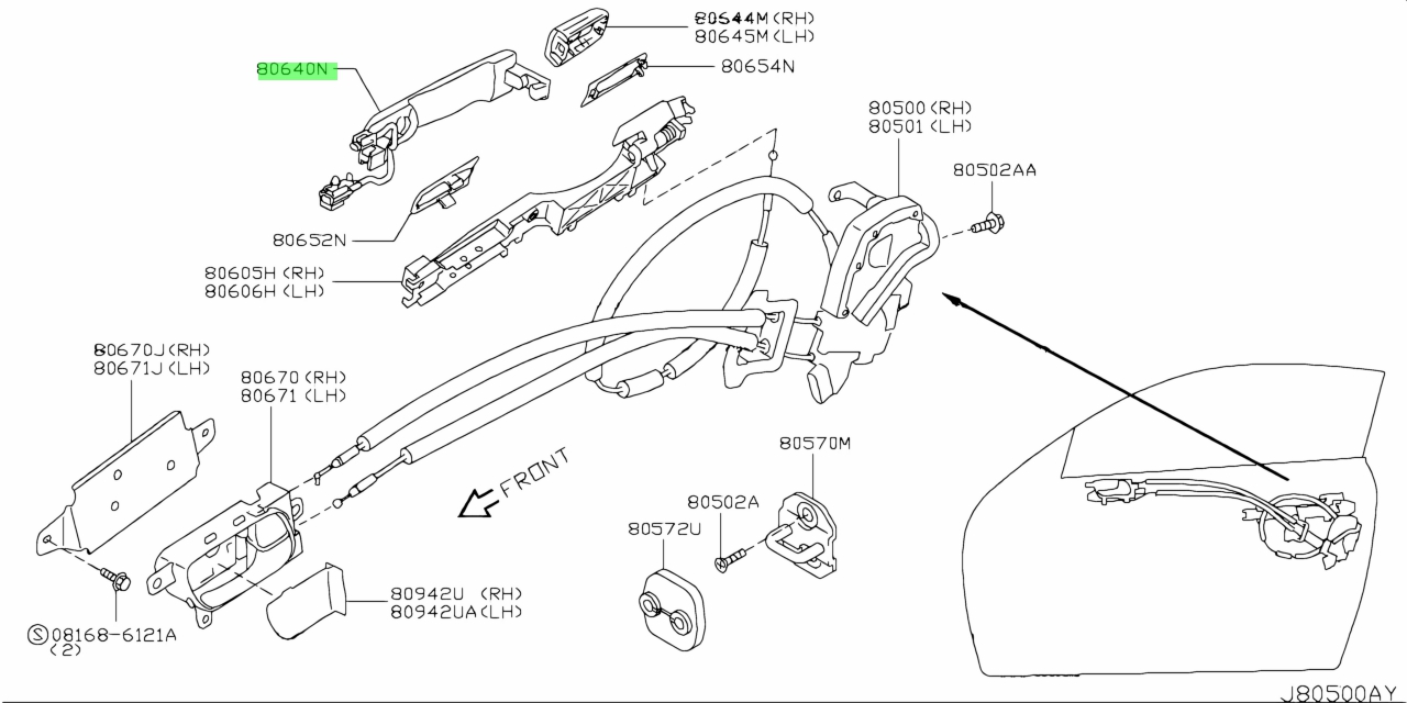 Buy Genuine Nissan 80640JU66A (80640-JU66A) Grip, Outside Handle ...
