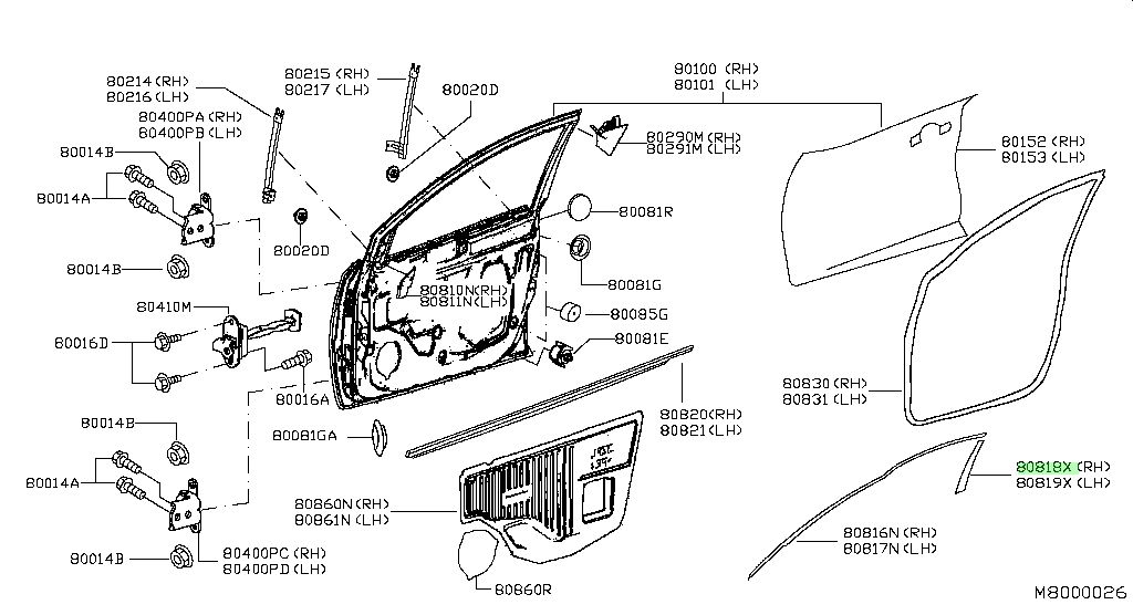 Buy Genuine Nissan 808183ZL0A (80818-3ZL0A) Tape-Front Door Sash Rear ...