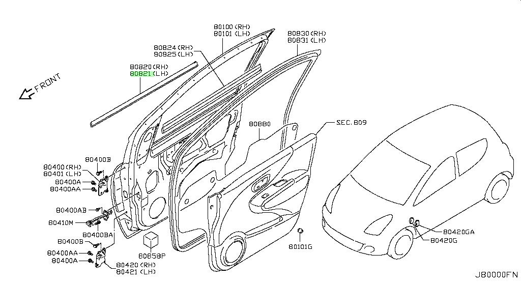 Buy Genuine Nissan 808214A00A (80821-4A00A) Moulding Assembly-Front ...