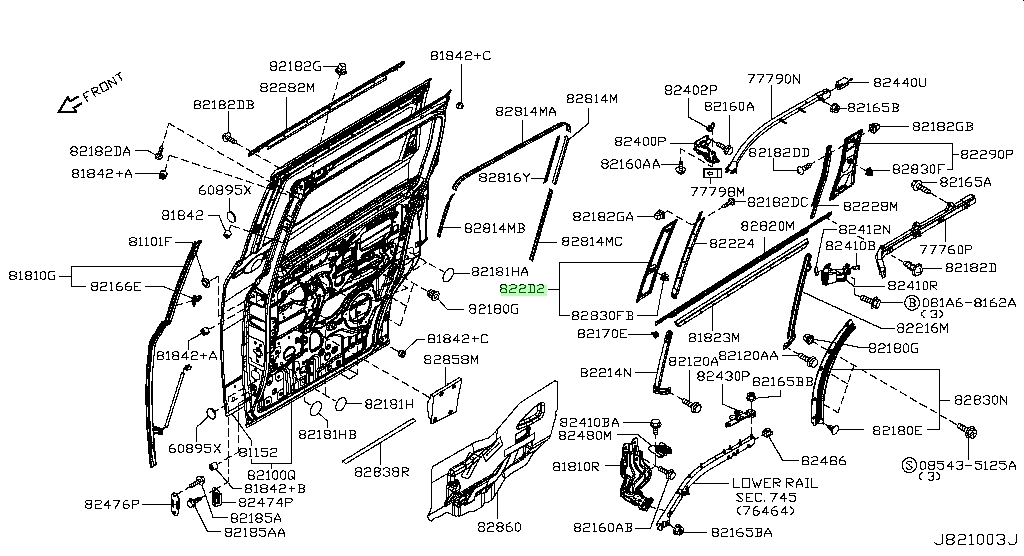 Buy Genuine Nissan 822D21JA1A (822D2-1JA1A) Cover-Slide Door Sash,rh ...