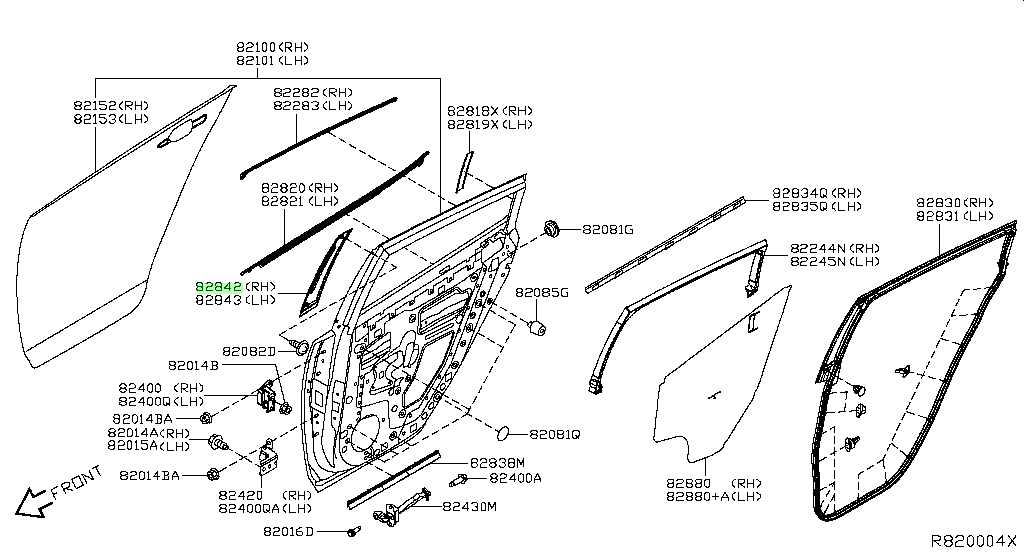 Buy Genuine Nissan 822D23NF0A (822D2-3NF0A) Cover-Rear Door Sash,rh for ...