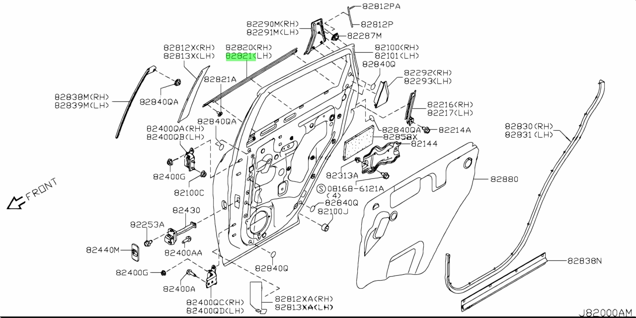 Buy Genuine Nissan 82821JD00A (82821-JD00A) Molding, Rear Door Outside ...