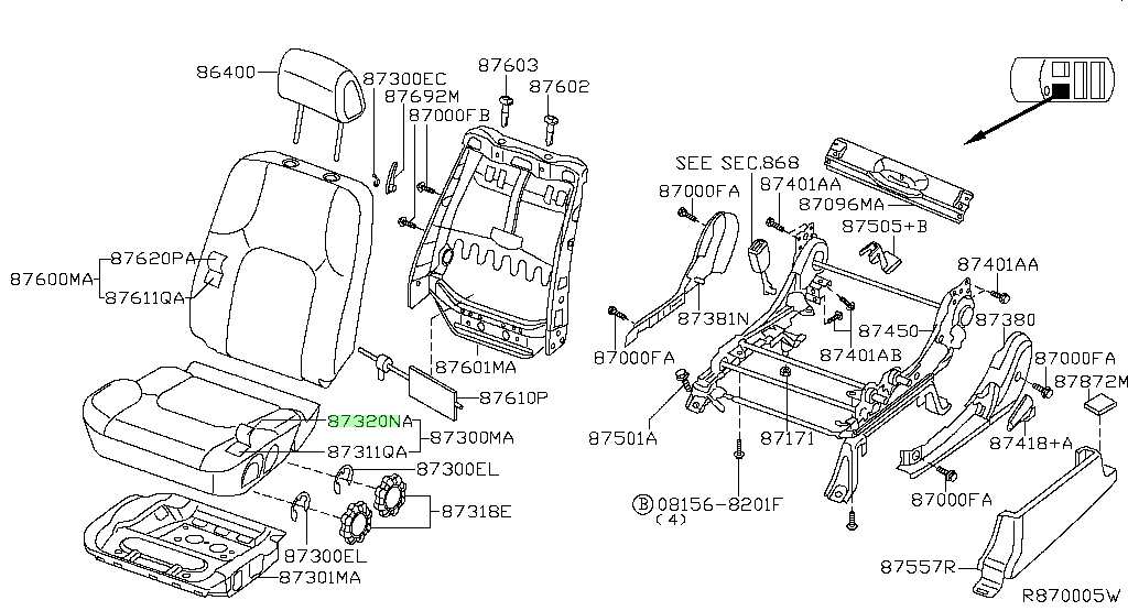 Buy Genuine Nissan 87370EA762 (87370-EA762) Trim Assembly-Cushion,front ...