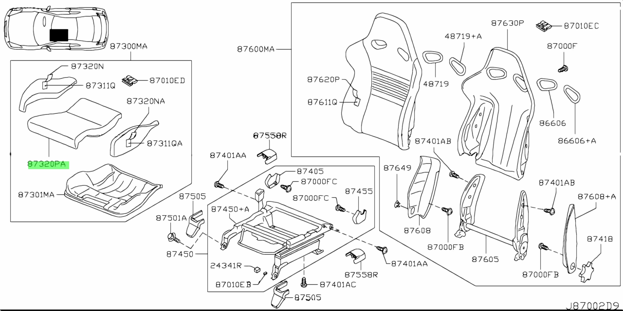 Buy Genuine Nissan 87370JW60A (87370-JW60A) Trim & Pad Assembly, Front ...