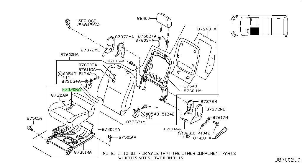 Buy Genuine Nissan 87370JX60B (87370-JX60B) Trim Assembly-Cushion,front ...