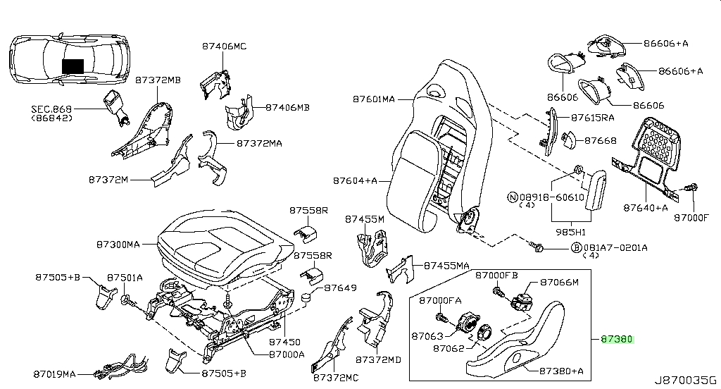 Buy Genuine Nissan 87380KB70A (87380-KB70A) Finisher Assembly-Cushion ...