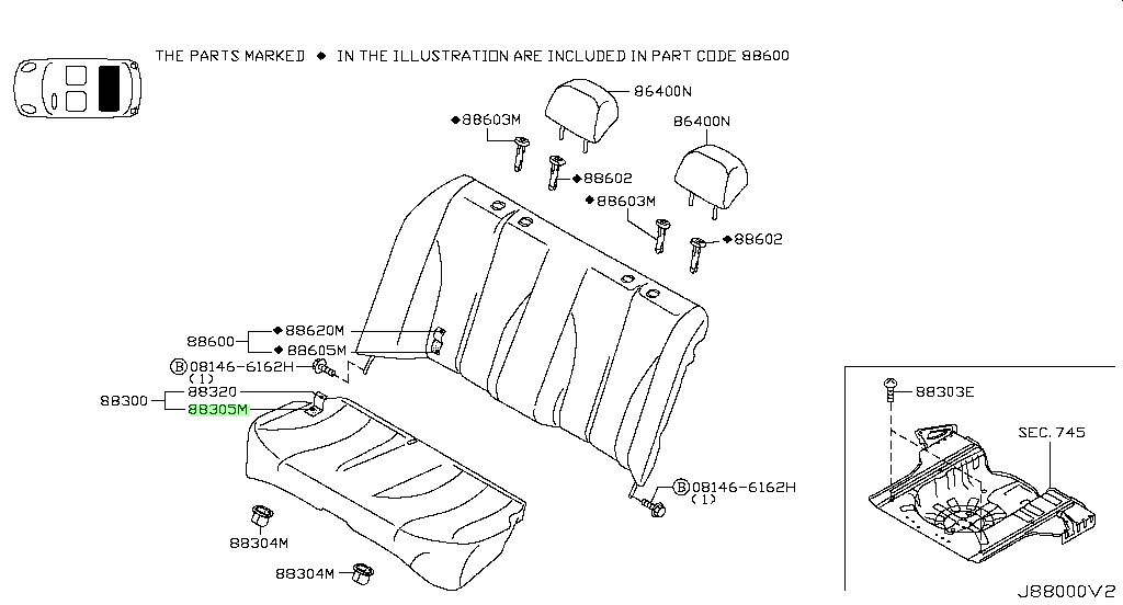 Buy Genuine Nissan 88305EF80A (88305-EF80A) Pad & Frame Assembly ...