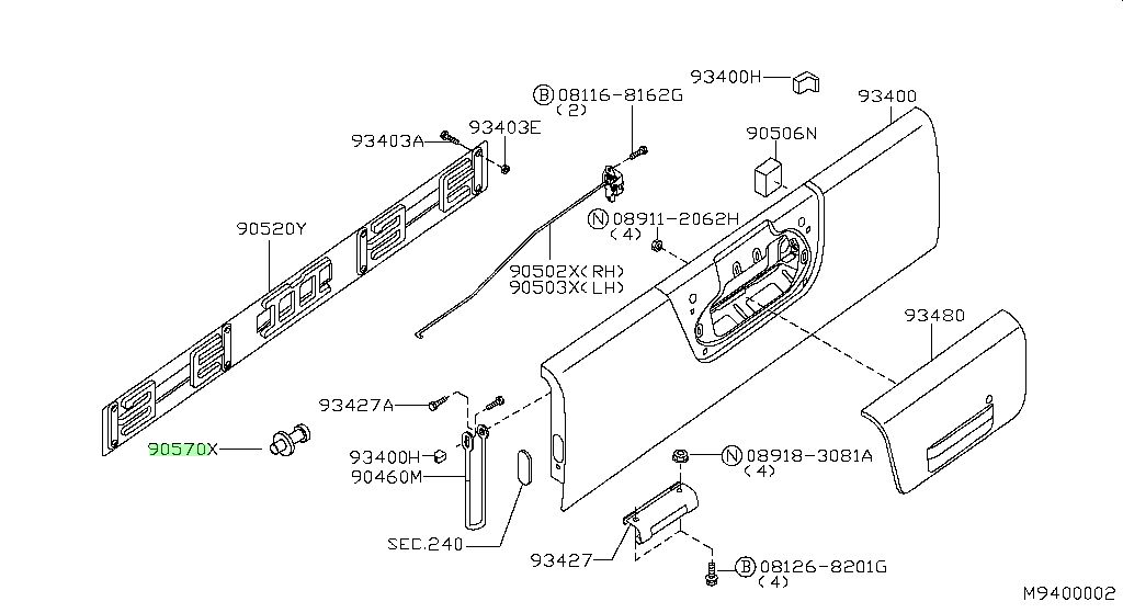 Buy Genuine Nissan 90570EA800 (90570-EA800) Striker-Rear Gate. Photos ...
