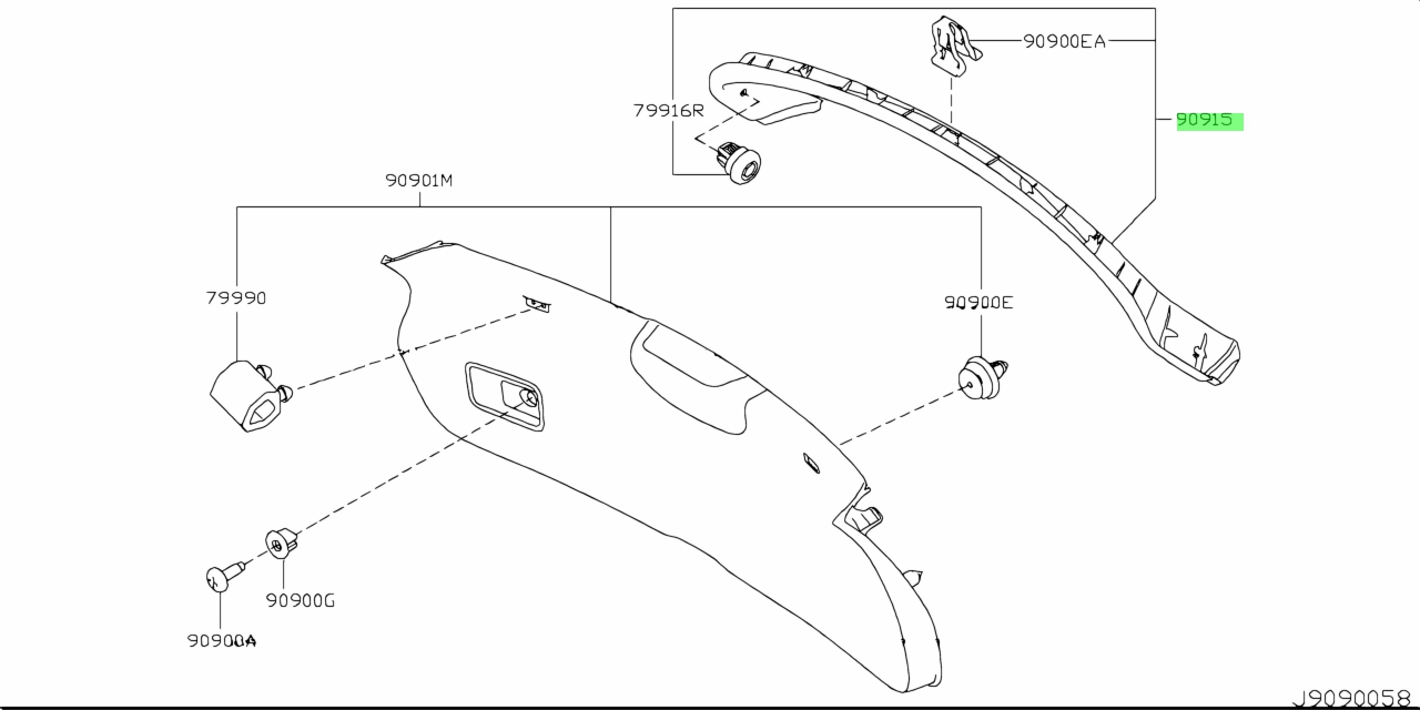 Buy Genuine Nissan 90900JD000 (90900-JD000) Finisher, Back Door Upper ...