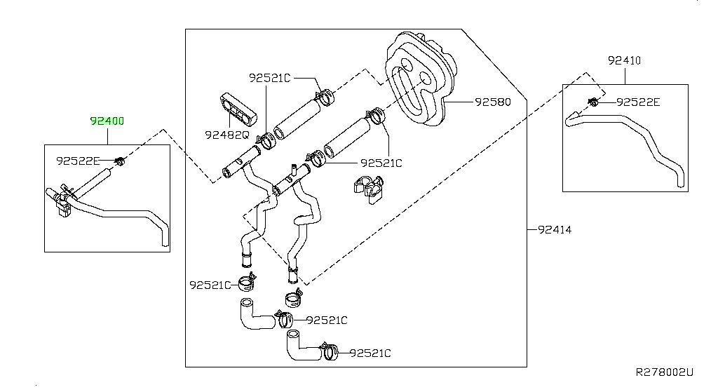 Buy Genuine Nissan 92400ZC300 (92400-ZC300) Hose-Heater,inlet. Prices ...