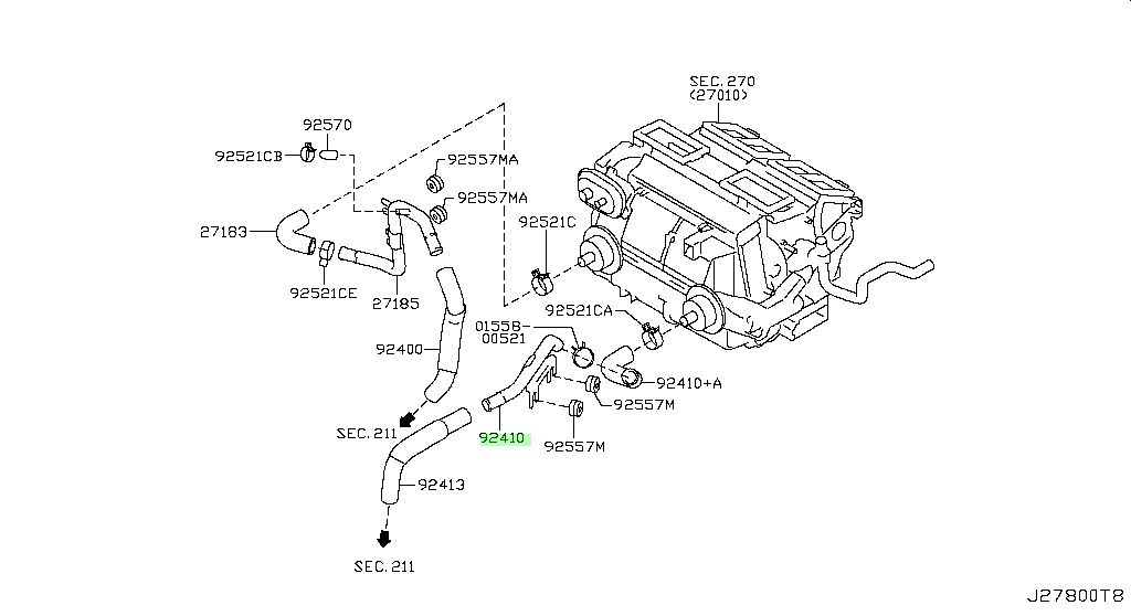 Buy Genuine Nissan 924121BY0A (92412-1BY0A) Hose-Heater,outlet. Photos ...