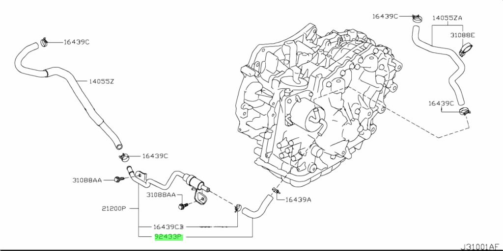 Buy Genuine Nissan 92433EN000 (92433-EN000) Hose, Water. Prices, fast ...