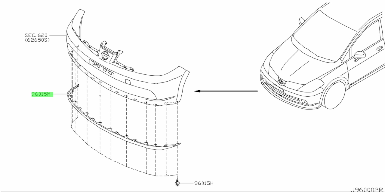Buy Genuine Nissan 96015EU00A (96015-EU00A) Air Spoiler, Front. Prices ...