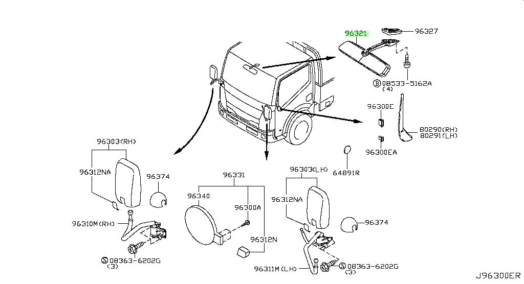 Buy Genuine Nissan 96321MA00A (96321-MA00A) Mirror Assembly-Inside for ...