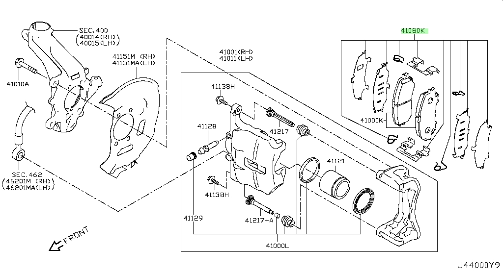 Buy Genuine Nissan D10804BA0A (D1080-4BA0A) Hardware Kit-Front Disc ...