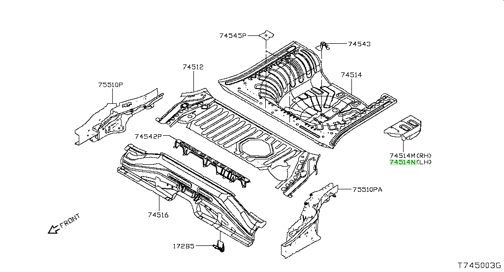 Buy Genuine Nissan G45335RTMA (G4533-5RTMA) Floor-Rear,rear Side Lh ...